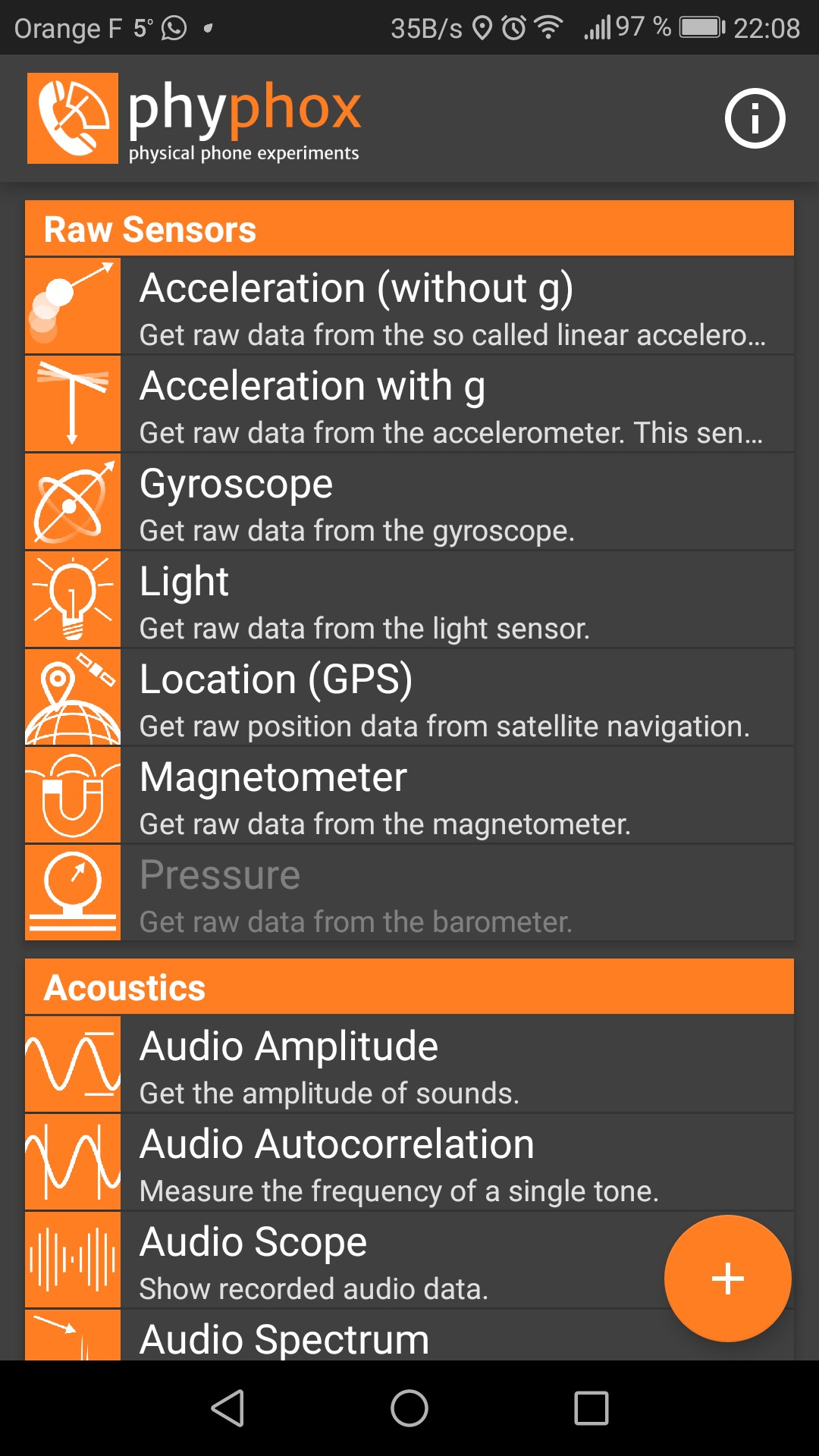 L'application mobile Phyphox